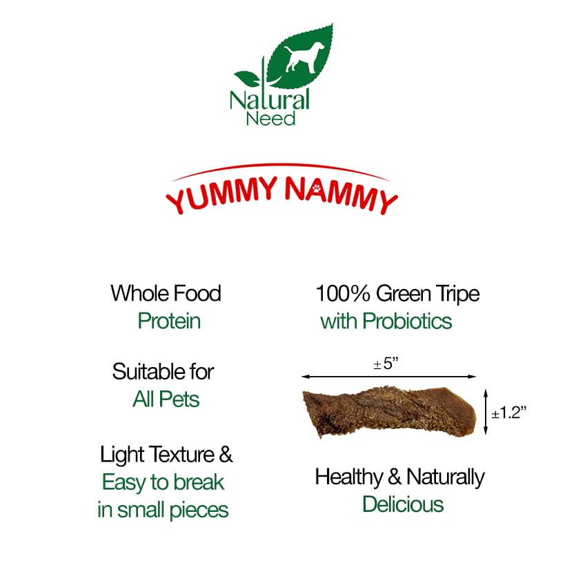 Yummy Nammy - All Natural, Grass-Fed & Free-Range, 100% Lamb Green Tripe Treats with Probiotics, 3.5oz