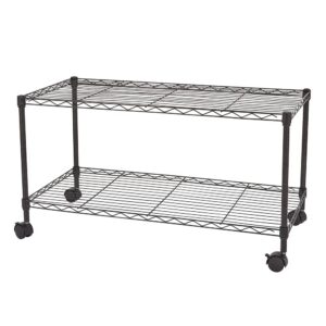 qxdragon medium adjustable, heavy duty storage shelving unit on wheel casters, metal organizer wire rack, black (2-shelf, 35.43" l x 17.72" w x 19.29" h)