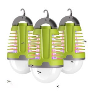 vertmuro portable bug zapper outdoor indoor, electric mosquito fly killer lamp with three lighting mode, usb rechargeable light bulb zapper for camping, home, patio (3 pack)