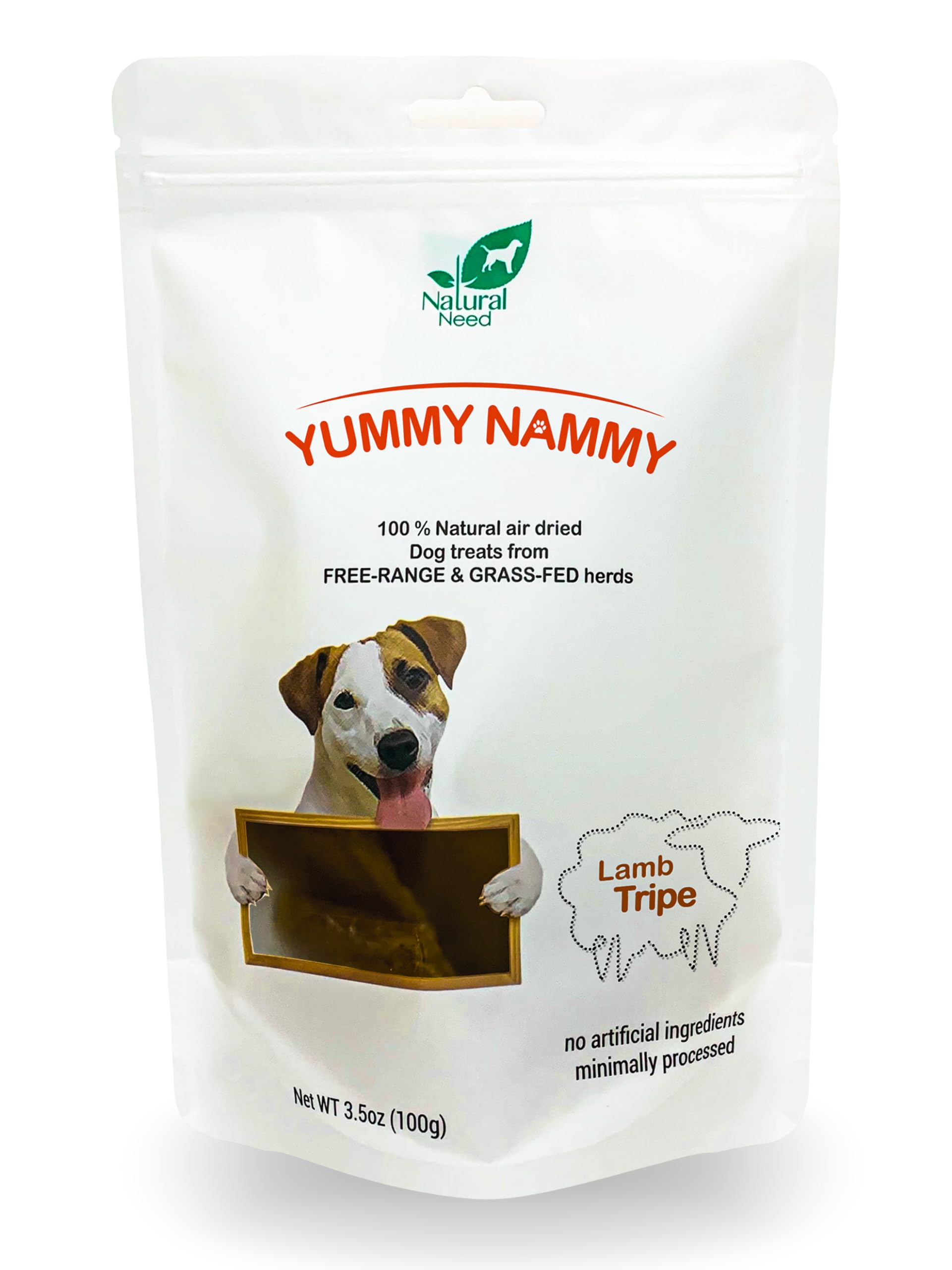 Yummy Nammy - All Natural, Grass-Fed & Free-Range, 100% Lamb Green Tripe Treats with Probiotics, 3.5oz