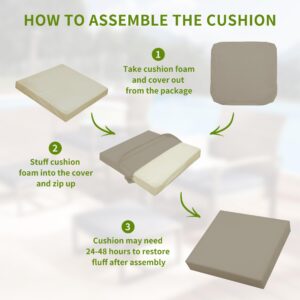 Easy-Going Patio Chair Cushion 19 x 19 Inch Set of 2 Durable Textilene Outdoor Seat Cushions for Patio Furniture Fade Resistant Garden Sofa Couch Chair Pads, Camel