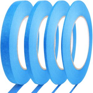 doay 4 pack blue painters tape - fine line masking tape 1/16", 1/8", 1/4", 1/2" x 60 yards - thin automotive pinstripe tape for diy, paint, art, tumblers - multi size pack - total 240 yards