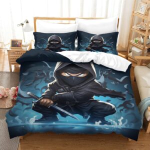 EVMILA Japanese Cartoon Ninjas 3D Print Comforter Covers Duvet Cover for Boys Girls Quilt Cover Soft Microfiber with Zipper Closure with Pillow Cases Bedding Set 3 Pieces Full（203x228cm）