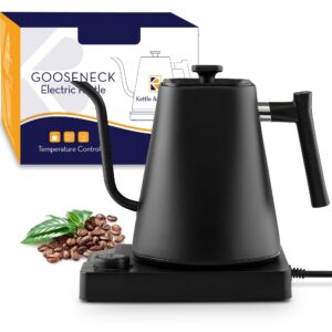 kettle & bloom electric gooseneck kettle - 1 liter, black - temperature control coffee & tea kettle - perfect pour over, gooseneck electric kettle for precise brewing