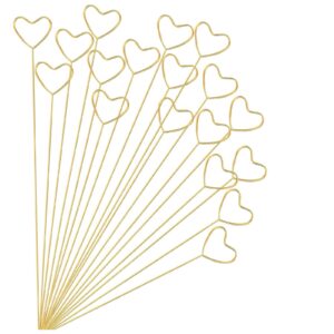 30 pcs floral metal place card holder picks, heart loop shape flower pick, clips picture holders, flower gift card holder, gold heart floral picks clip floral pick, for photo picture memo party