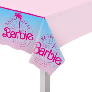 amscan vibrant multicolor plastic malibu barbie table cover - 54" x 96" (1 pc.) - durable & stylish design - perfect for kids' party