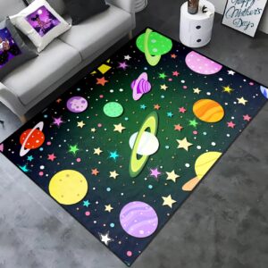 stars galaxy rug - outer space galaxy area rug starry night solar system planet carpet for kids cute cartoon floor mat for living room bedroom and playroom home decorative, 2'5”×4'(47 x 31 inch)