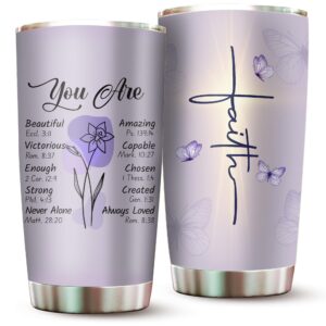 christian gifts for women faith - christian tumblers for women bible gifts - christian tumbler religious gifts spiritual encouragement inspirational gifts for women stainless steel tumbler 20oz