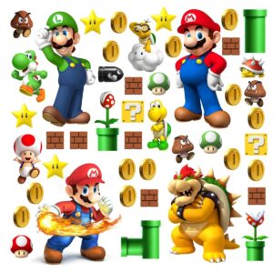 dekosh super mario wall decals - complete set of large mario bros build a scene peel & stick wall stickers