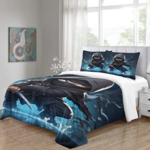 EVMILA Japanese Cartoon Ninjas 3D Print Comforter Covers Duvet Cover for Boys Girls Quilt Cover Soft Microfiber with Zipper Closure with Pillow Cases Bedding Set 3 Pieces Full（203x228cm）