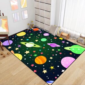 Stars Galaxy Rug - Outer Space Galaxy Area Rug Starry Night Solar System Planet Carpet for Kids Cute Cartoon Floor Mat for Living Room Bedroom and Playroom Home Decorative, 2'5”×4'(47 x 31 inch)