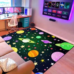 Stars Galaxy Rug - Outer Space Galaxy Area Rug Starry Night Solar System Planet Carpet for Kids Cute Cartoon Floor Mat for Living Room Bedroom and Playroom Home Decorative, 2'5”×4'(47 x 31 inch)