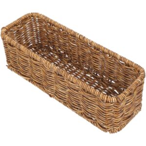 wicker storage baskets set of 2 woven shelf baskets narrow storage baskets for organizing brown storage bins for shelves, small wicker basket for kitchen tabletop bedroom closet storage