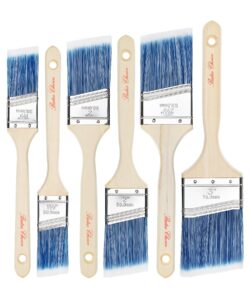 bates- paint brushes, 6 pack, 1.5", 2", 2.5", 3", angle brushes, treated wood handle, paint brushes for walls, stain brush, wall paint brushes, furniture paint brushes for painting walls