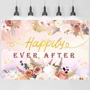 innoru happily ever after backdrop banner, mr & mrs wedding party photography backdrop poster engagement party anniversary bridal shower decorations photo booth props 6x4ft