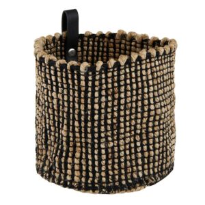 santa barbara design studio jute organizer woven storage basket for home décor, large, black/natural