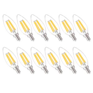 flsnt 100w equivalent candelabra led bulbs 5000k daylight, dimmable led chandelier light bulbs for dining room, living room, porch, 800lm, e12 base, 12 pack