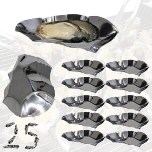 25 pcs grillable oyster shells, 304 stainless steel oyster grilling shells for cooking and baking