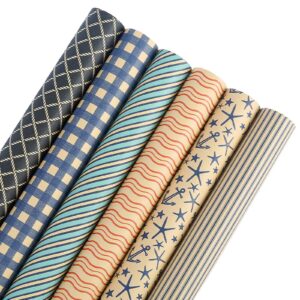 gift wrapping paper happy birthday, 6 geometric pattern for men's gift wrap, 12 sheets pre-cut man gift wrapping paper, 19.7 x 27.6 inch， folded package, not rolled