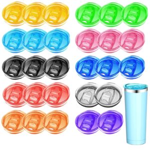 60 pcs 20 oz skinny tumbler lid plastic splash resistant lids multi-colored tumbler cup replacement lids spill proof travel mug lid for mouth tumbler coffee cooler cup