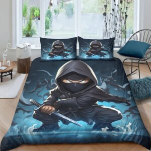 evmila japanese cartoon ninjas 3d print comforter covers duvet cover for boys girls quilt cover soft microfiber with zipper closure with pillow cases bedding set 3 pieces full（203x228cm）