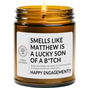 personalized engagement gift for couples, happy engagement candle, 21 scents to choose, gifts for newly engaged couple, custom funny engagement gift for her/him, bride to be gifts