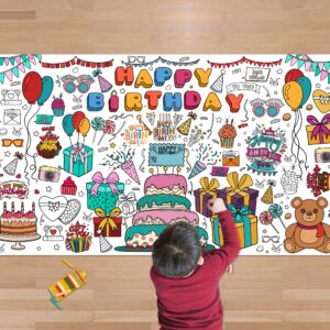 ohome birthday giant coloring tablecloth - birthday decorations - arts and crafts for kids ages 8-12,kids crafts for 4 5 6 7 8 9 10 year old girl boy birthday gift,school stuff supplies for 4-8