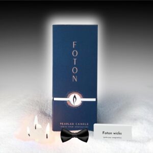 foton pearled candle 18 oz - tailored tux masculine men's perfume scented non toxic luxury long lasting powder pearl candles up to 120 hours - refillable candle sand with 30 wicks for candle making