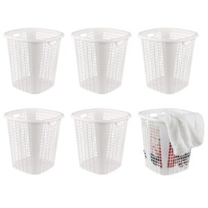 ortodayes 6-pack 50 l large laundry baskets, plastic clothes basket laundry hamper, white