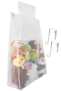 alyer hanging mesh laundry hamper with big opening,over the door toy storage bag with bottom zipper,two hanging options available(white)