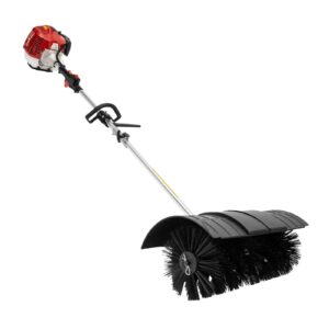 bacacoo 52cc 2.3hp gas power sweeper, walk behind power sweeper broom 1700w gas engine sweeper lawn gravel turf for cleaning artificial grass sites farms