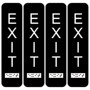 tandefio 4 pcs vertical exit sign with braille 8x2 inch exit signs for business ada-compliant braille and raised letters ada exit sign with adhesive mounting strips for indoor outdoor