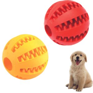 puppy teething toys and dog chew toys 2 pack, interactive dog puzzle toys and treat dispensing balls for small medium large dog and puppy dog toys for boredom relief and brain stimulating iq training