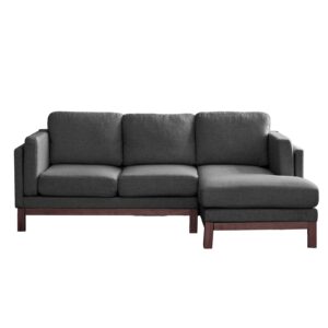 puremind 84 inches l shaped sectional sofa, convertible sectional couch with reversible chaise, linen 3-seat couches with thick cushion for living room dark grey