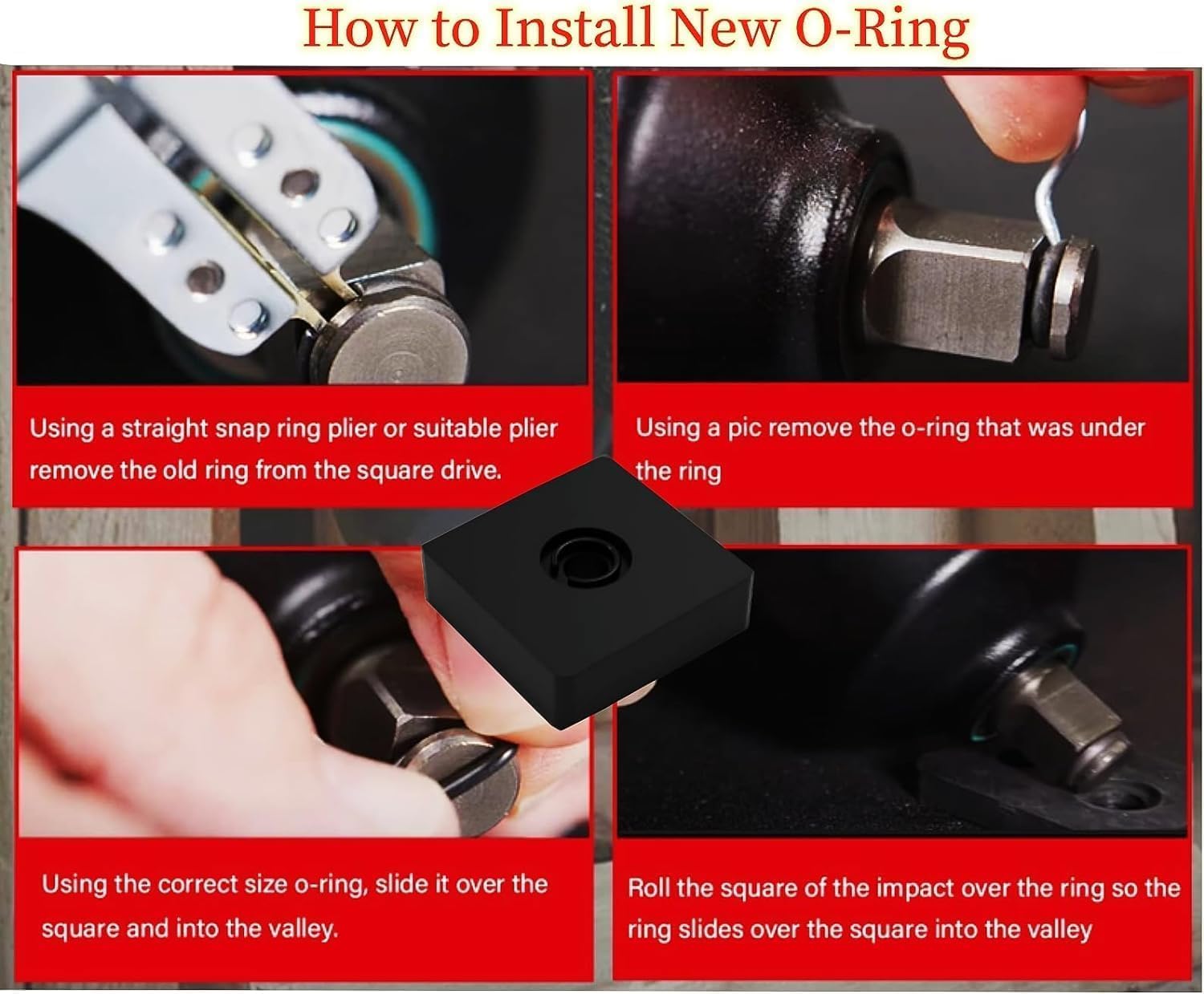 (5+5Sets) 3/8" and 1/2" Impact Retaining Ring Clip with O-Ring for Milwaukee Electric/Pneumatic Type Impact Wrench, Retainer Ring Anvil Install Tool Included