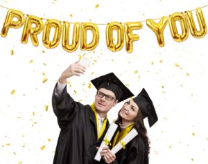 proud of you balloons, gold we are so proud of you banner, premium foil graduation balloons for graduation decorations class of 2024, congratulations balloons for congratulations graduate banner 2024