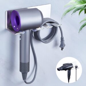 yayinli hair dryer holder - hair tool storage organizer wall mount, stainless steel hair blow dryer holder organizer, hot tools holder, adhesive hairdryer holder bathroom, silver hair dryer hanger