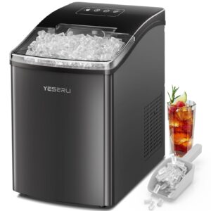 yeserli nugget ice maker,40lbs/day soft chewable pellet countertop ice maker with self-cleaning function,ice machine with ice scoop&basket,one-click operation pannel for home,office,party,rv,black