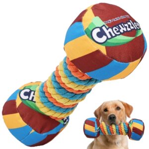 duuclume tough dog chew toy for aggressive chewers, squeaky dumbbell toy for indoor outdoor playing, indestructible interactive dog toys for small medium large dogs grind & clean teeth