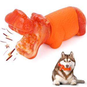 wasg pet dog chew toys for aggressive chewers, tough and durable chew toy for aggressive chewers, for medium large breed, ideal super chewer dog toys with real bacon flavor,orange