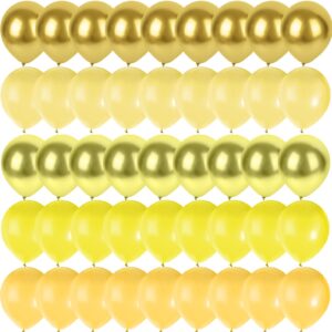 amor present 110pcs yellow balloons, 12 inches gold chrome metallic latex balloons for birthday wedding graduation baby shower holiday party decoration