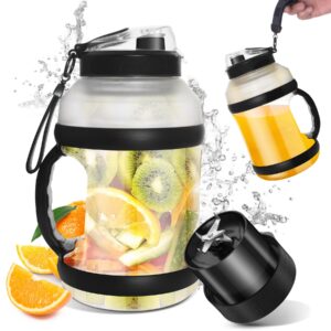 howduoyu portable blender for shakes and smoothies 64oz rechargeable bottle blender portable blender with type-c rechargeable on the go blender with dual-lid for outdoor travel gym party black