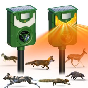 x-pest solar ultrasonic animal repeller with motion sensor to repel wild animals by flamelight and powerful ultrasound, best for garden, lawn, farm use