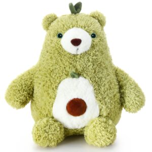 hydren 13.8 inches avocado stuffed animal bear plush pillow soft plush avocado hugging kawaii bear stuffed toy cuddle bear cute green avocado plushie for boys girls birthday gifts