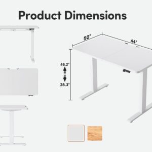 BANTI Small Electric Standing Desk, Stand up Height Adjustable Home Office Table, Sit Stand Desk with Splice Board, 43"x24", White Frame & White Top