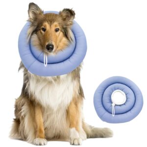 durags dog cone for medium dogs, comfortable adjustable soft dog cone replacement after surgery，suitable for small and medium sized dogs (blue, l)