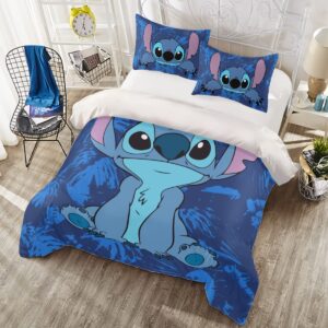 dxoizyu anime bedding sets cute cartoon printed duvet cover soft bedroom bed decor gifts for boys girls teens kids children 3 piece with 1 duvet cover and 2 pillowcase twin size