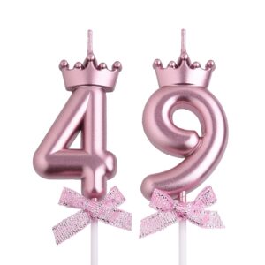 vshili 49th 94th birthday candles, rose gold 94 49 year old number birthday candles, happy birthday party cake topper decoration gifts for women men