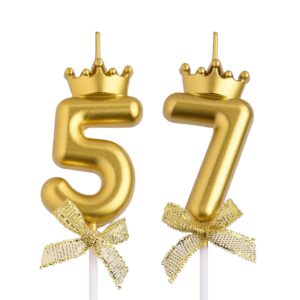 vshili 57th 75th birthday candles, gold 75 57 year old number birthday candles, happy birthday party cake topper decoration gifts for women men