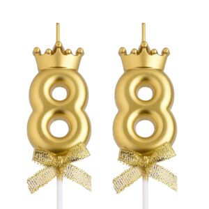 vshili 88th birthday candles, gold 88 year old number birthday candles, happy birthday party cake topper decoration gifts for women men